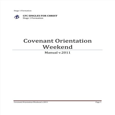 Covenant Orientation Weekend Manual | PDF