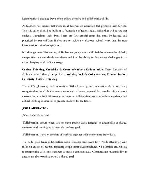 The 4C's of 21st Century Skills | PDF | Education