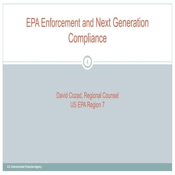 David Cozad, US EPA Region 7, EPA Enforcement and Next Generation ...