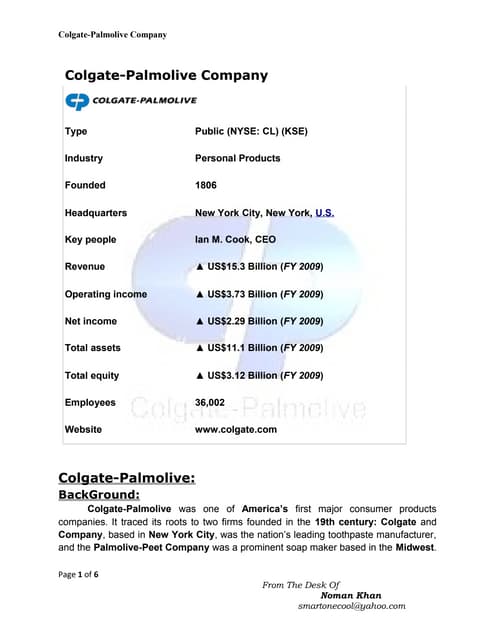 COLGATE product life cycle | PPTX | Oral care | Personal Care