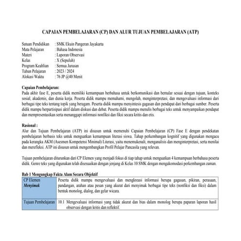 CP - ATP Bahasa Indonesia Kelas X Bab 1.docx
