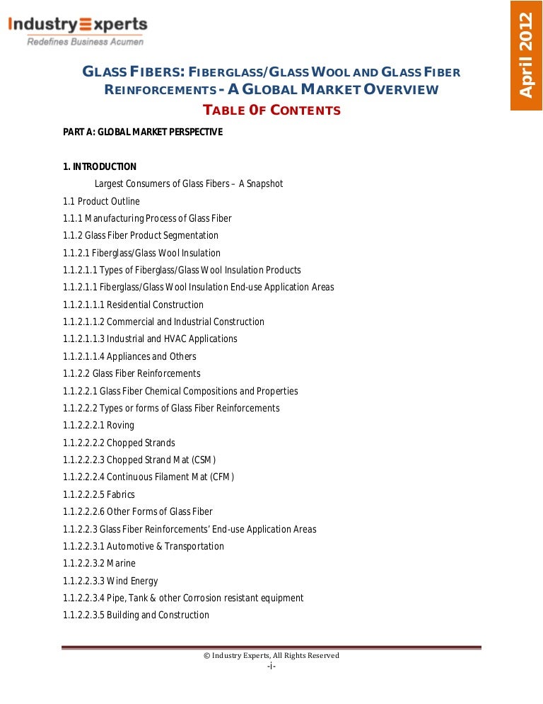 Glass Fibers: Fiberglass/Glass Wool and Glass Fiber Reinforcements