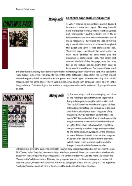 Music magazine contents page | DOCX
