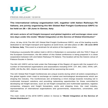 UIC the Worldwide Railway Organisation | PDF