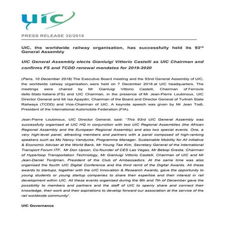 UIC the Worldwide Railway Organisation | PDF