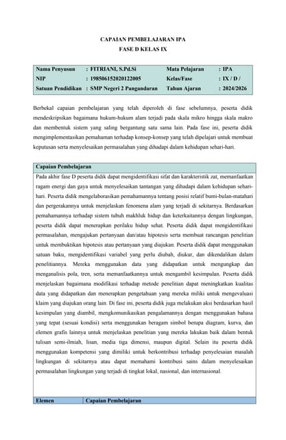 Modul Ajar IPA Kelas 8 Deep Learning Terbaru | PDF