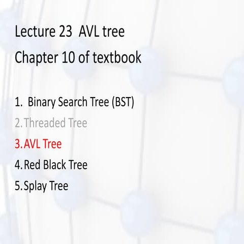 Comprehensive Lecture on AVL Trees: Concepts, Operations, and ...