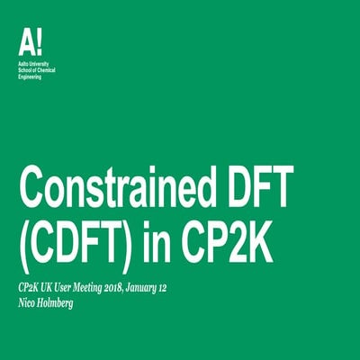 CP2K: How to use the constrained DFT module | PDF