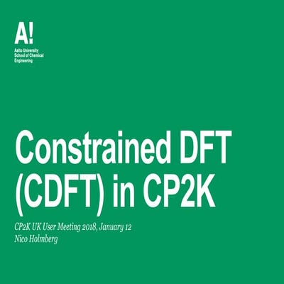 CP2K: How to use the constrained DFT module | PDF