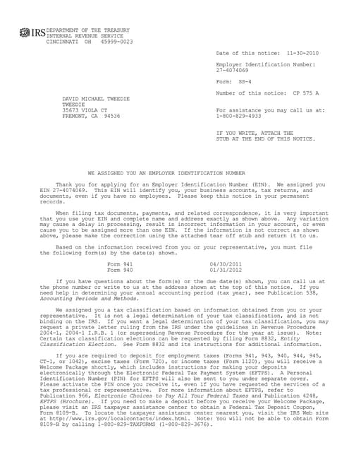 EIN Assignment Letter | PDF