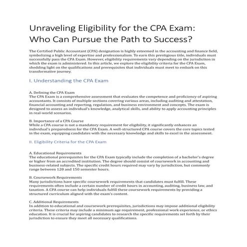 CPA Course | PDF