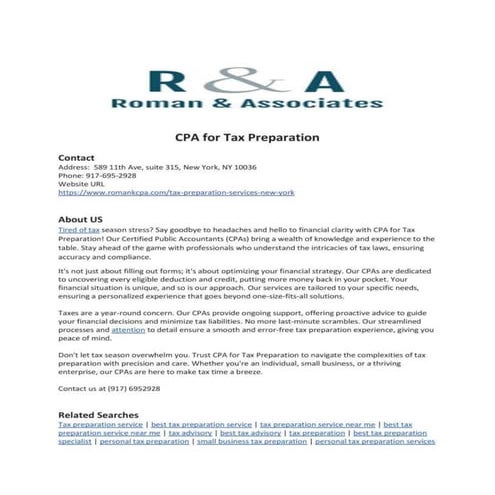 CPA for Tax Preparation . | PPT | Business Accounting & Finance | Business