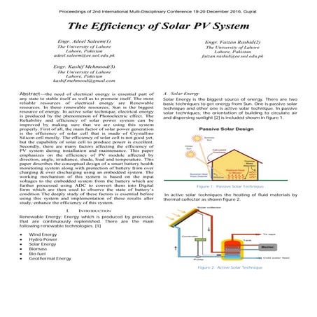 The Efficiency of Solar PV System | PDF