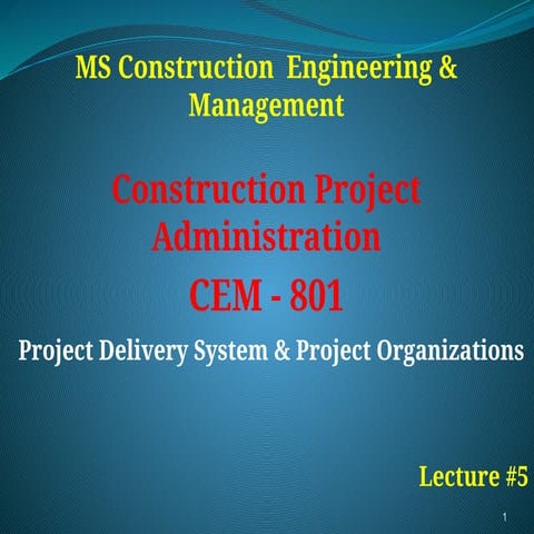 CPA Lec 5 Project Delivery System Project Organizations (1).pptx