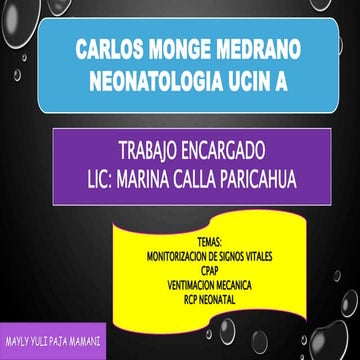 CPAP, VENTILACION MECANICA, MONITORIIZACION DE SV EN NEONATOS | PPTX