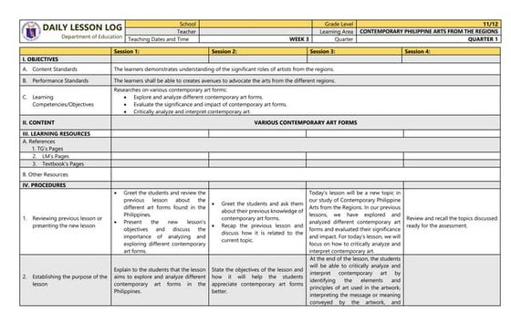CPAR-FIDP.docx | Arts and Crafts | Hobbies & Interests