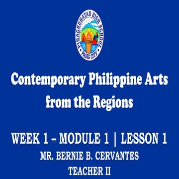 Contemporary Philippine Arts from the Regions Quarter 1 - Module 7 Living with the Artists | PPTX