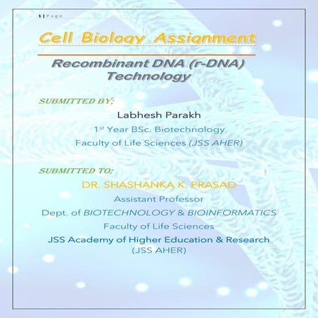 Recombinant DNA Technology | PDF