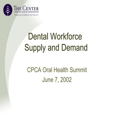 Dental Workforce Supply Demand Dental Workforce Supply Demand | PPT
