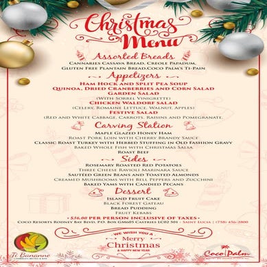 Coco Palm's Christmas Lunch Menu 2016 | PDF