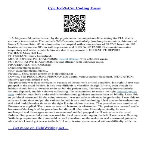 Cpc Icd-9-Cm Coding Essay | PDF