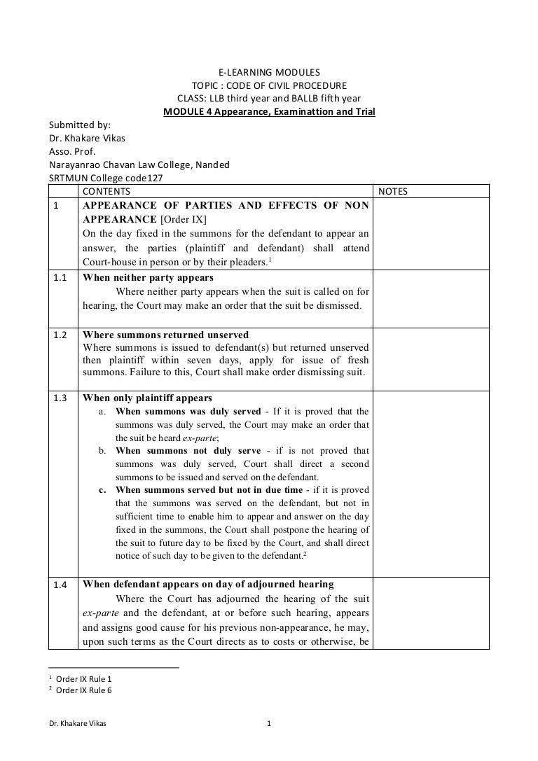 Cpc Learning Module 4 Appearance Examination And Trial