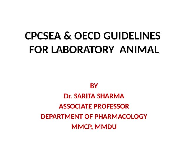 CCSEA guidelines of experiment on animals.pptx | Veterinary Medicine | Pets