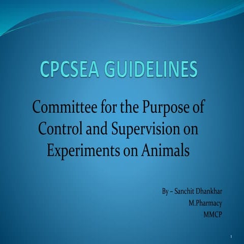 CPCSEA Guidelines- Committee for the purpose of control and supervision ...