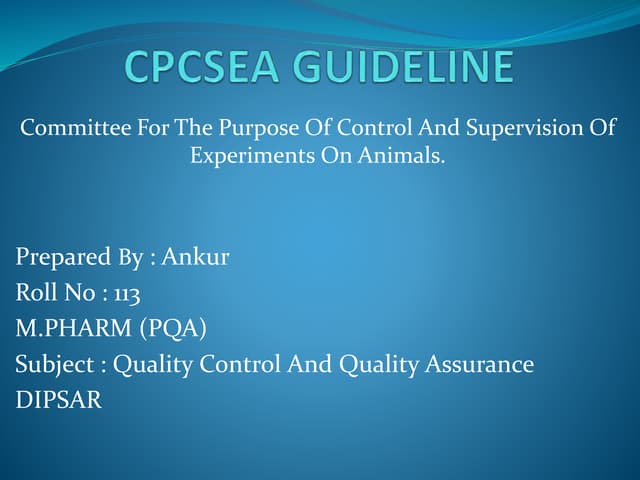 CPCSEA guidelines ppt | PPTX