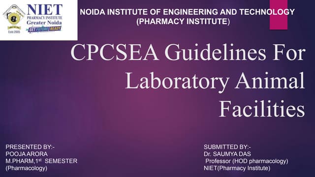 CCSEA guidelines of experiment on animals.pptx | Veterinary Medicine | Pets