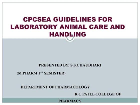 CPCSEA guidelines for lab animal facility | PPTX | Infectious Diseases ...