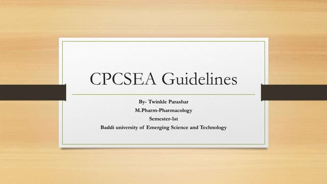 CPCSEA- Guidelines | PPTX