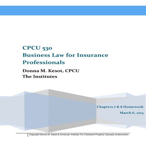 Cpcu 530 review_terms chapters 7,8_homework | PDF