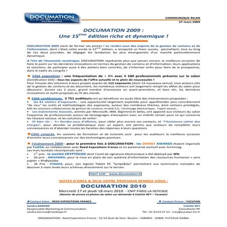 Cp documation 2009 bilan | PDF
