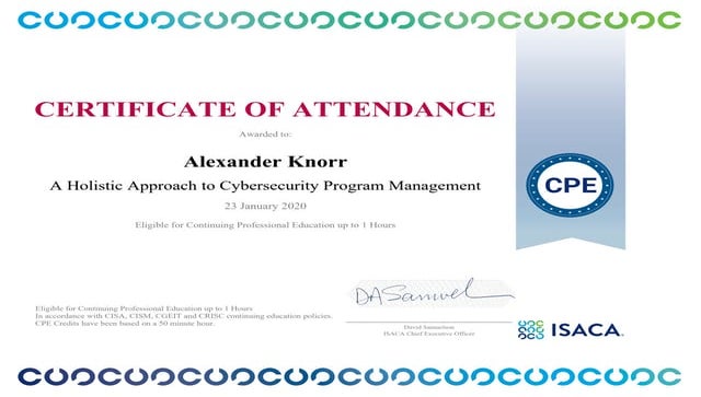 Isaca cpe certificate