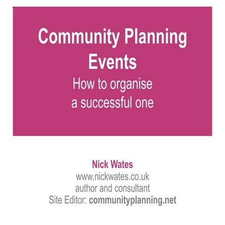 Community Planning Events; how to organise a successful one | PDF