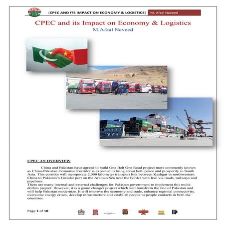 Cpec and its impacts of economy and logistics | PDF