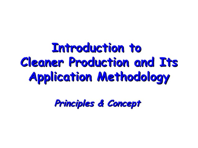 Cleaner production techniques | PDF