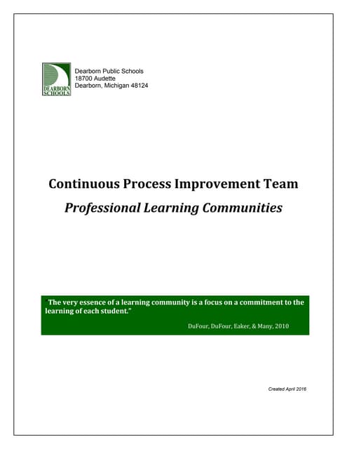 6 Elements of the Professional Learning Community Process | PDF