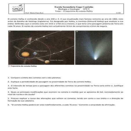 A Trajectória do Cometa Halley | PDF