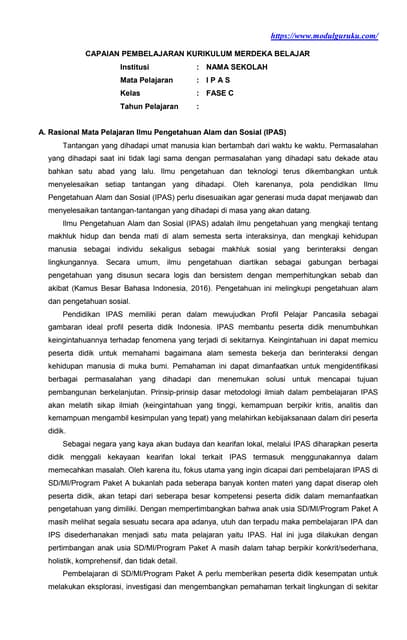 Modul Ajar IPAS Kelas 6 Fase C Kurikulum Merdeka | PDF