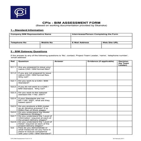 Cpix -bim_assessment_form_ver_1.0 | PDF