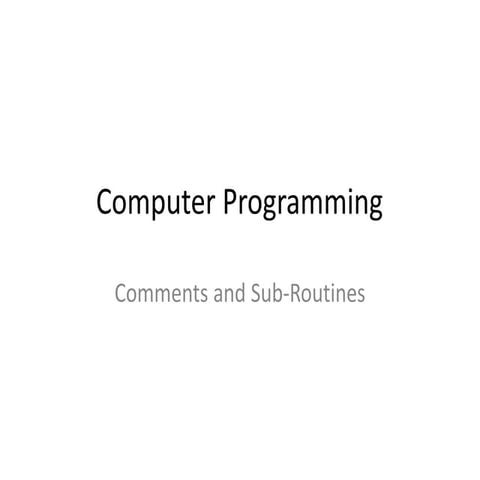 Cp l8 comments_and_subroutines | PDF