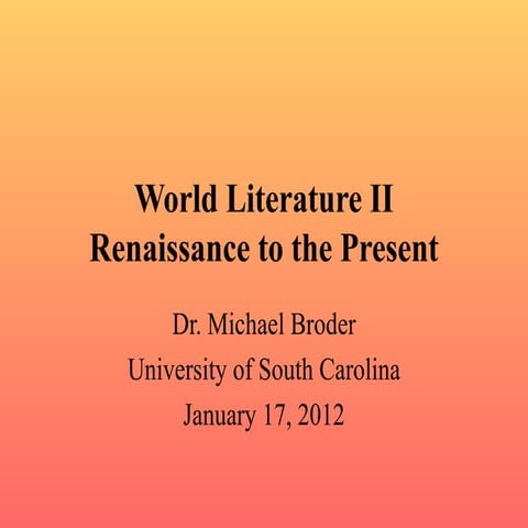 World Lit II - Class Notes for January 17, 2012 | PPT