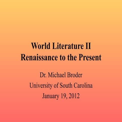 World Lit II - Class Notes for January 19, 2012 | PPT