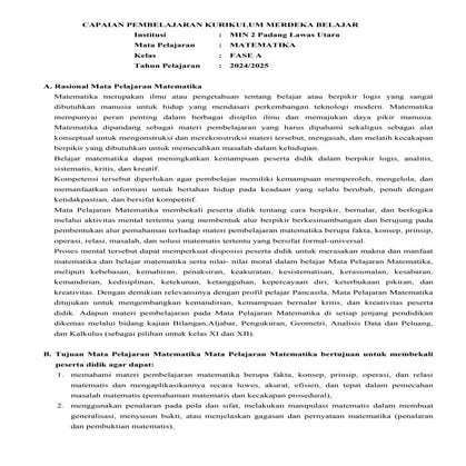 CP MATEMATIKA FASE A kelas 1 semester 1.doc