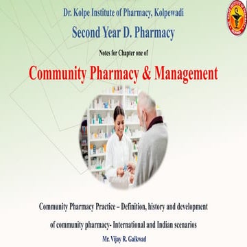 Community Pharmacy & Management, Chapter 1: Community pharmacy practice ...
