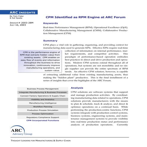CPM Identified as RPM Engine at ARC Forum | PPT