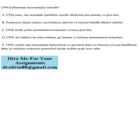 CPM kullanmann dezavantajlar nelerdir A. CPM emas, eler arasnd.pdf