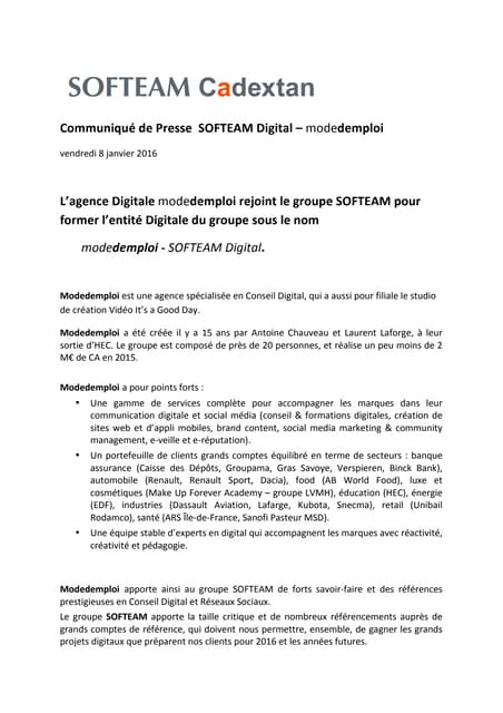 Softeam Agency presentations